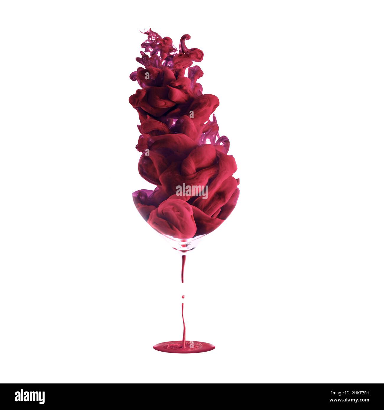 Tulip. Red wine texture made of red dye, liquid with drops and splashes ...
