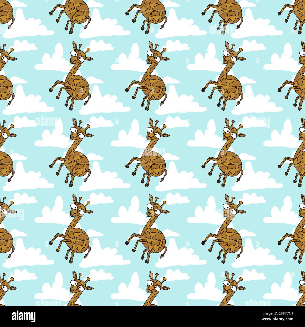 Kids seamless cartoon giraffes pattern for fabrics and packaging and ...