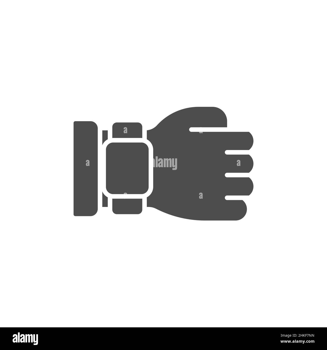 Watch on hand filled icon, outline vector sign, linear style pictogram ...