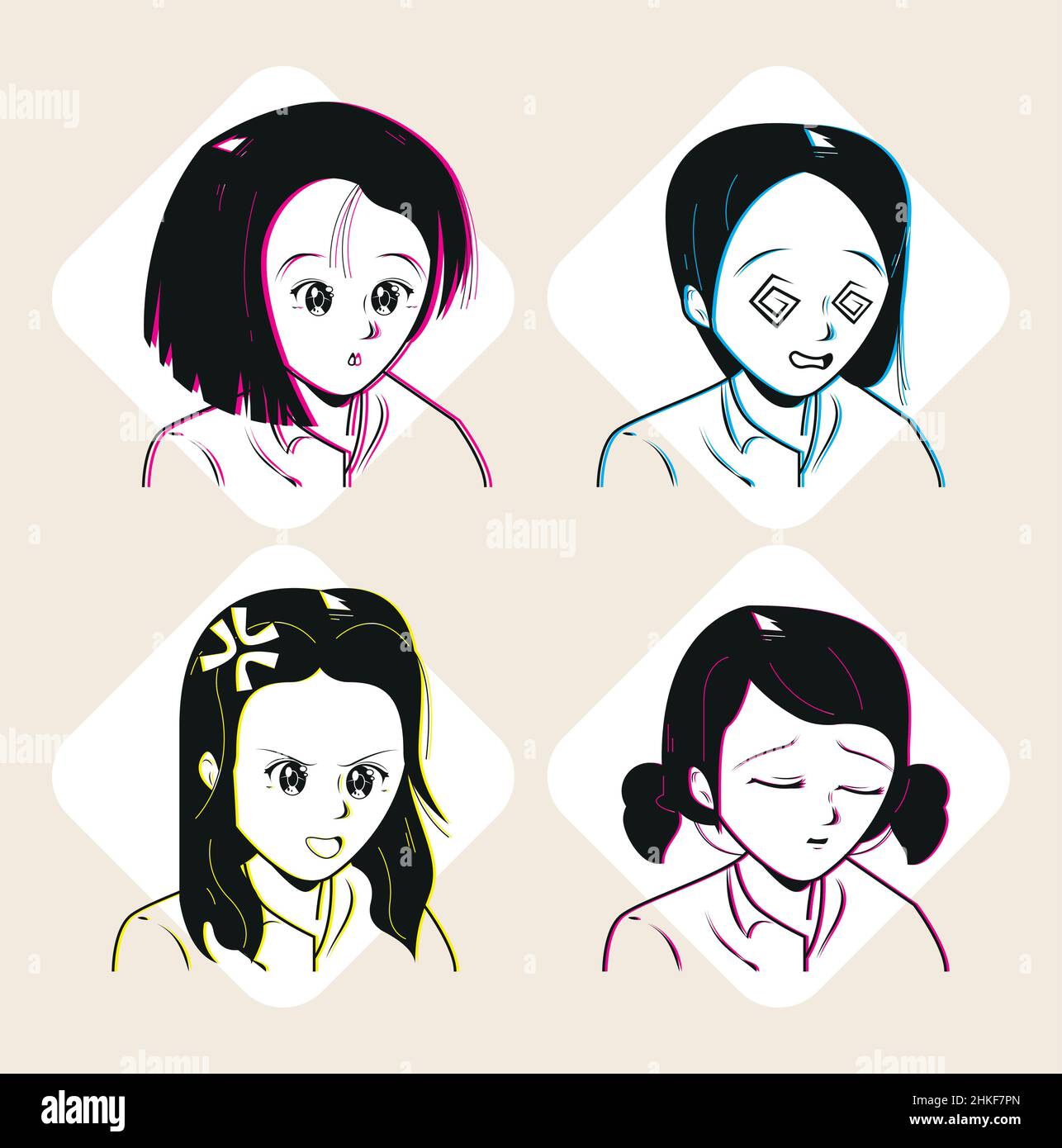 anime girls collection Stock Vector Image & Art - Alamy