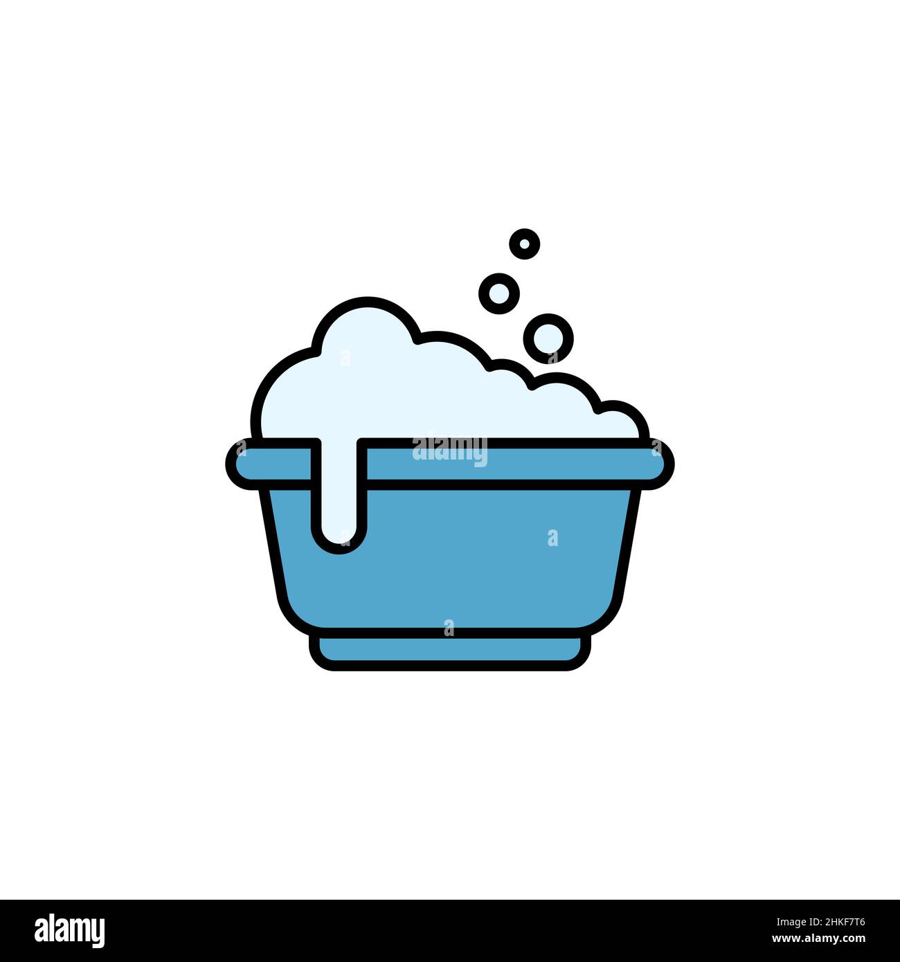 Baby bath color icon, outline vector sign, linear style pictogram ...