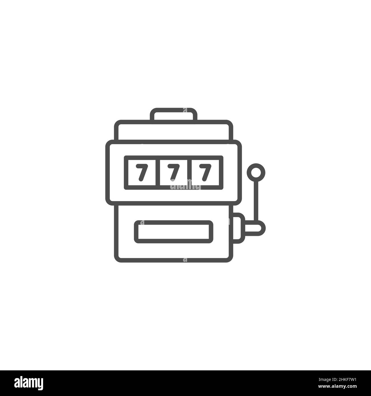 Slot machine with sevens line icon, outline vector sign, linear style ...
