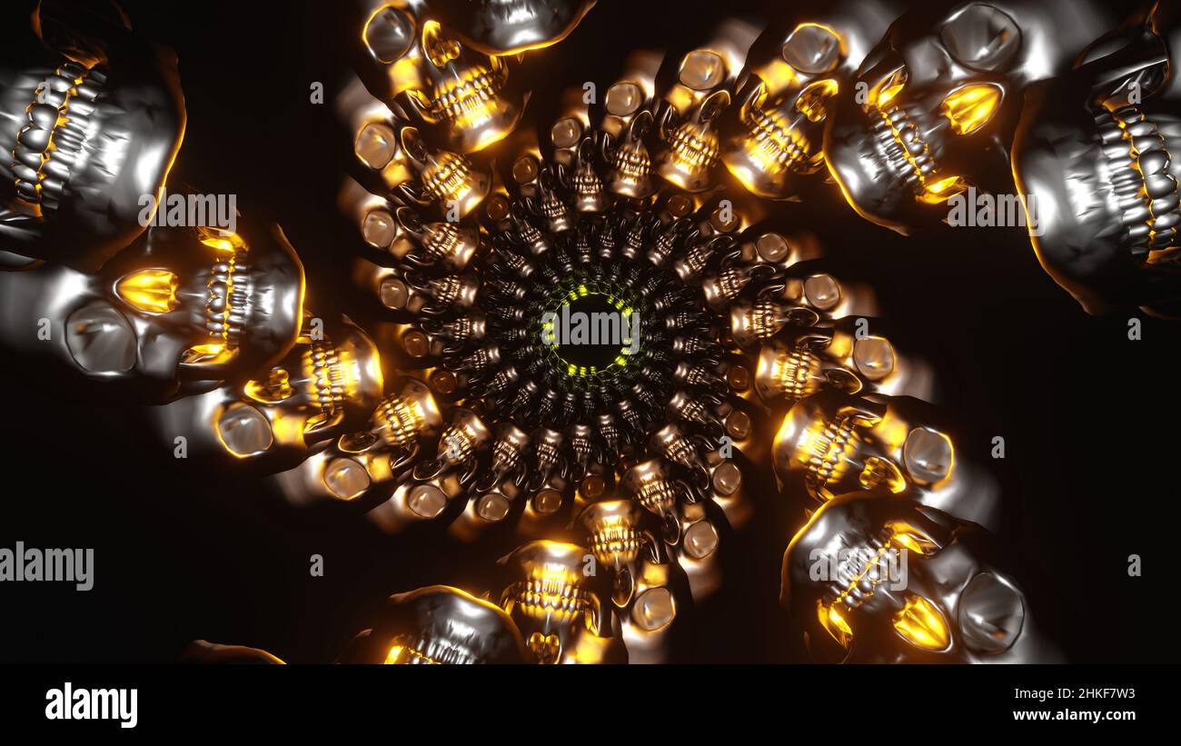 3d render Abstract art of surreal halloween composition with metal ...