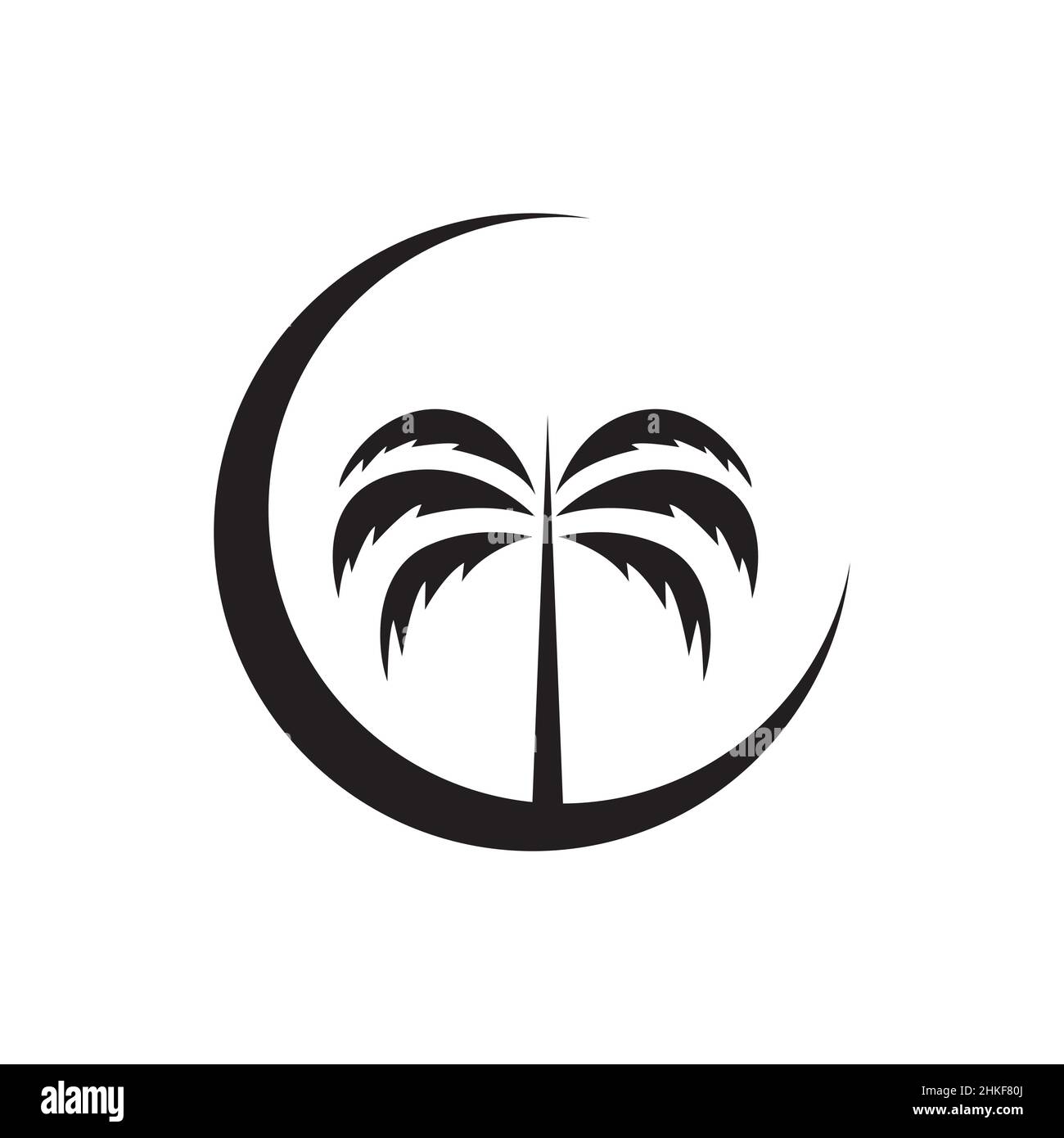 crescent with coconut tree logo design, vector graphic symbol icon ...