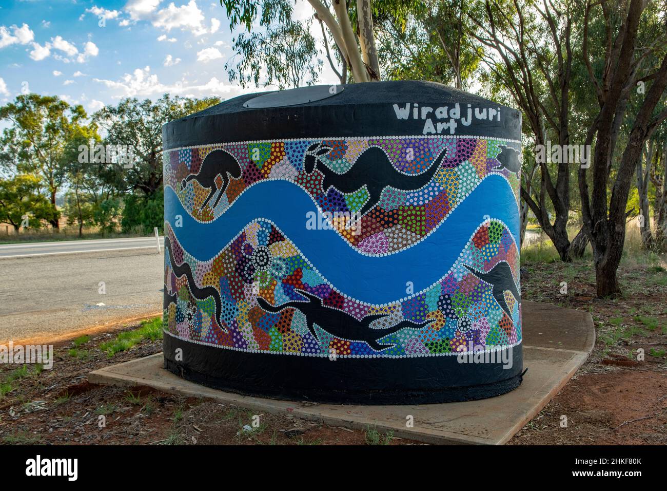 Wiradjuri Water Tank Art, Collingullie, NSW, Australia Stock Photo - Alamy