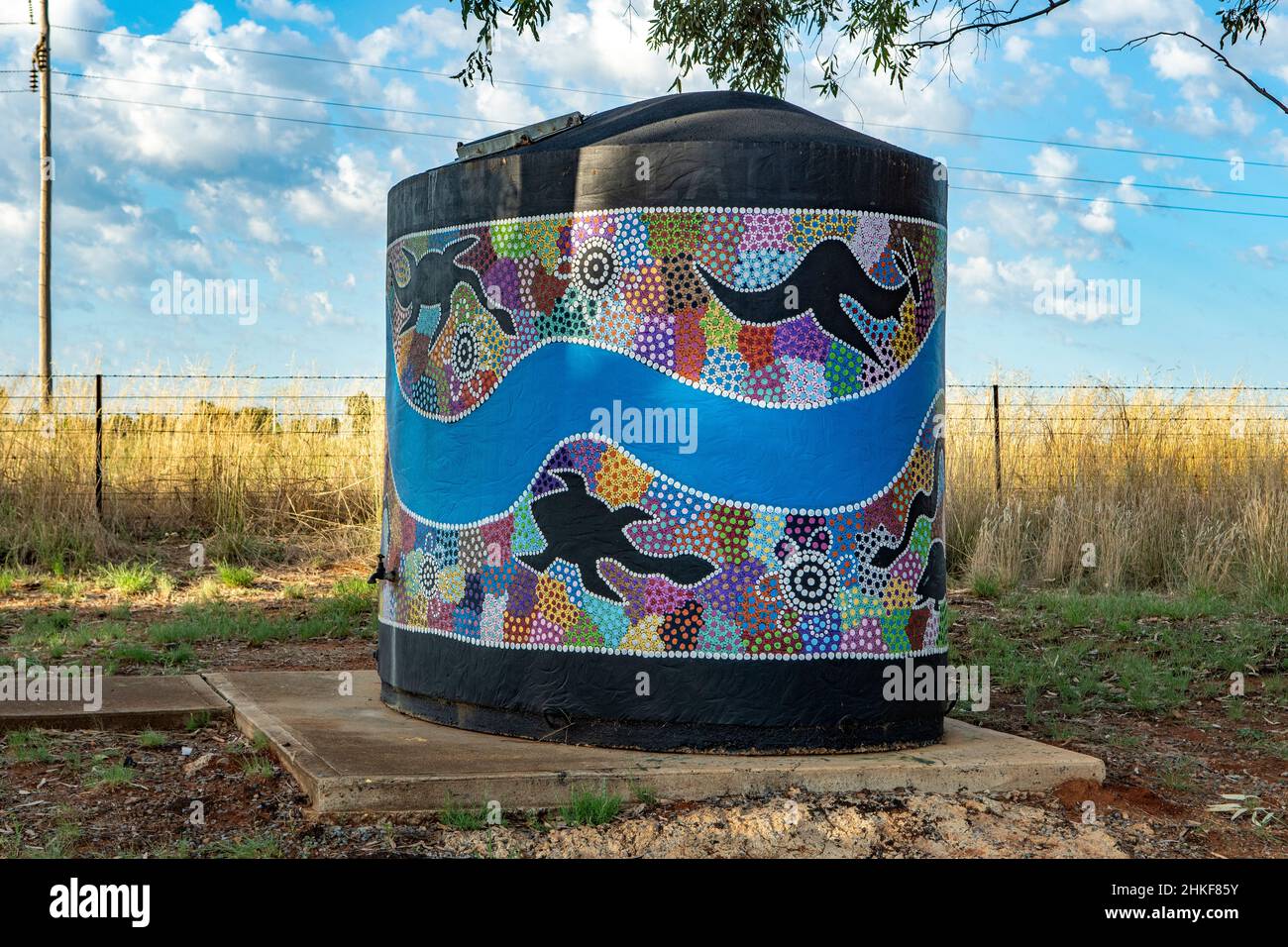 Wiradjuri Water Tank Art, Collingullie, NSW, Australia Stock Photo - Alamy