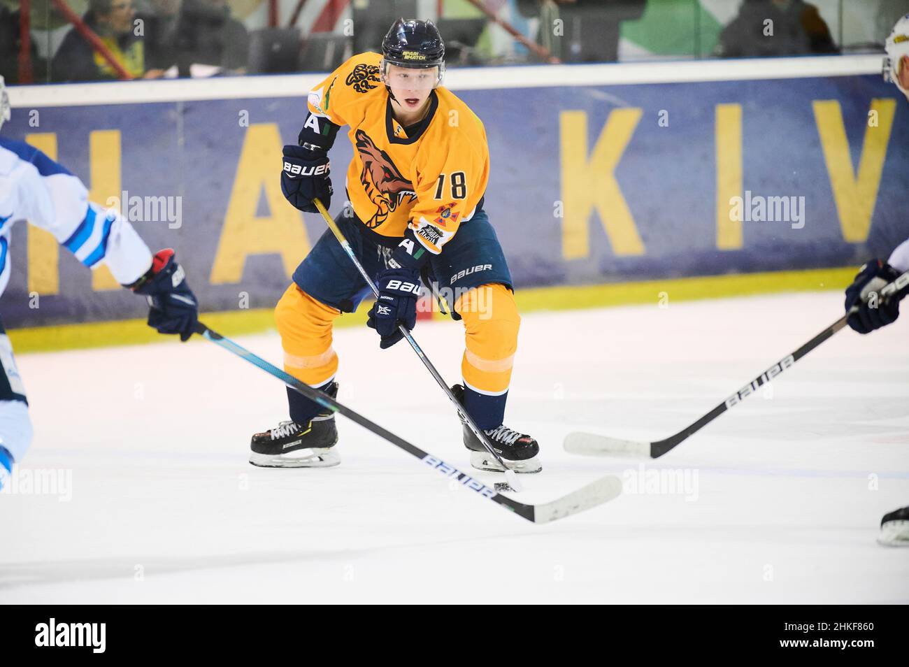KHARKIV, UKRAINE - FEBRUARY 2, 2022: The hockey match of Ukrainian ...