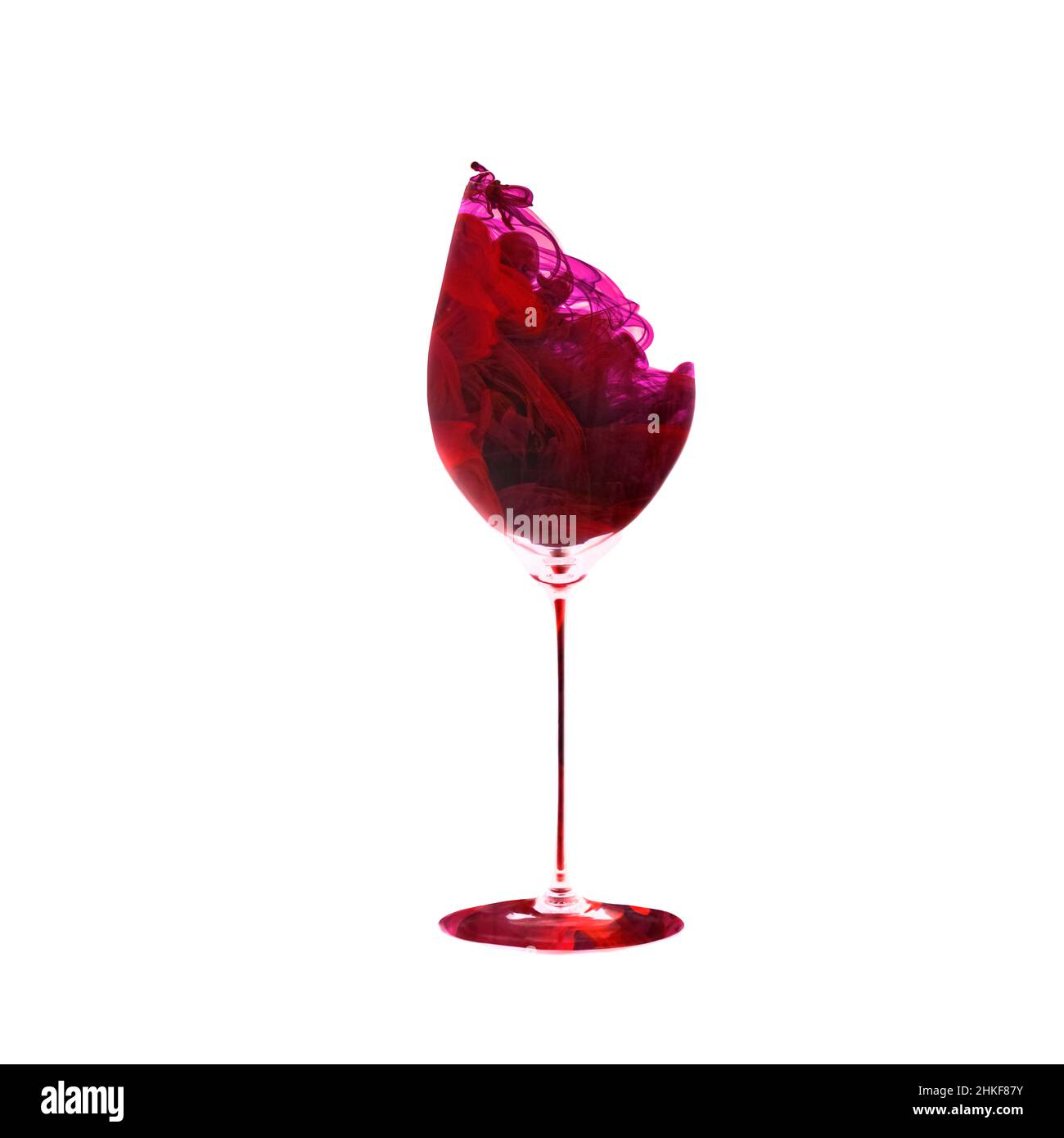 Creative artwork. Red wine texture made of red dye, liquid with drops ...