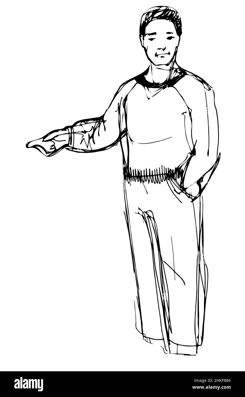 vector sketch of man points his index finger Stock Photo - Alamy vector sketch of man points his index finger Stock Photo - Alamy
