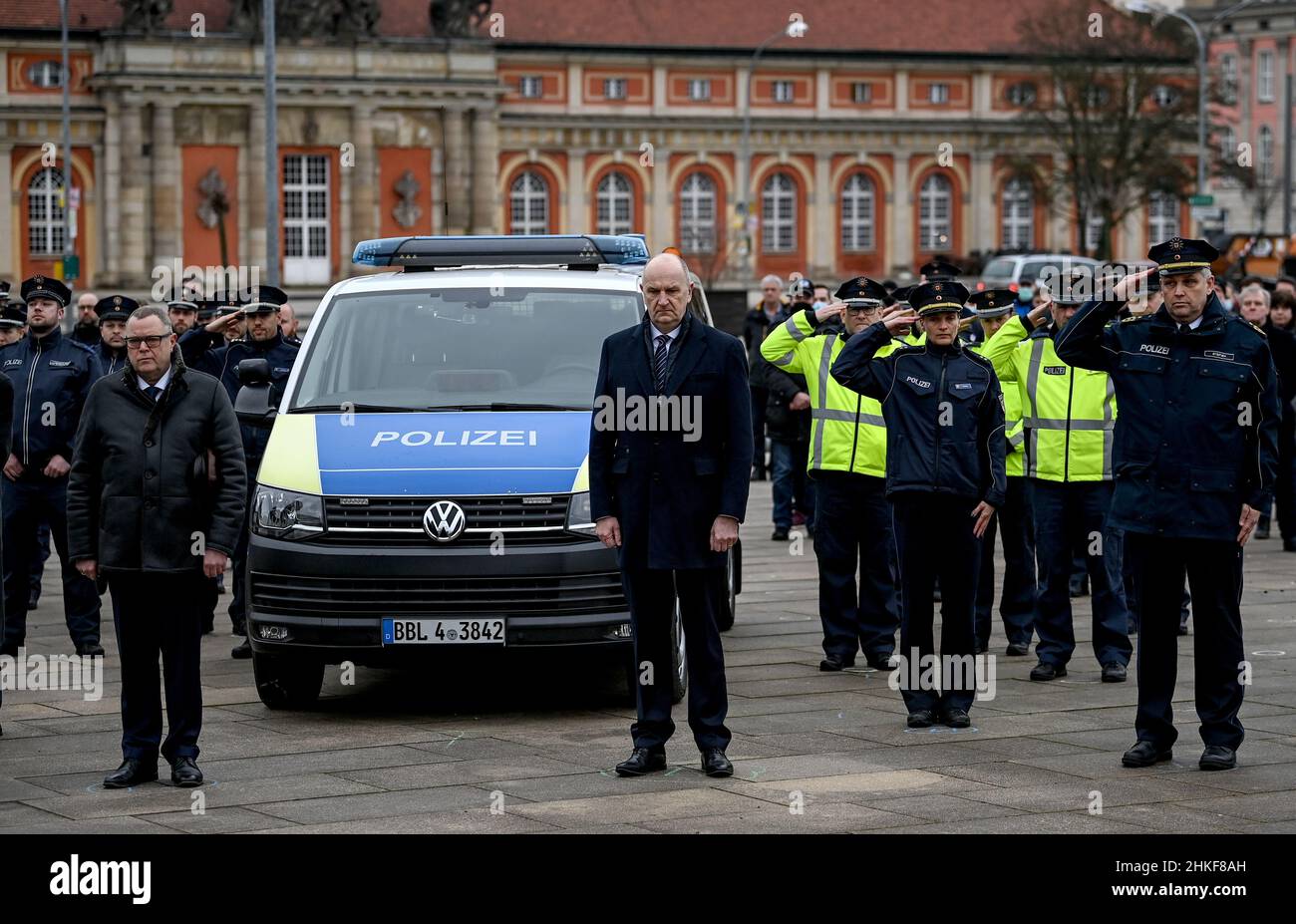 Potsdam, Germany. 04th Feb, 2022. Officers of the Brandenburg police ...