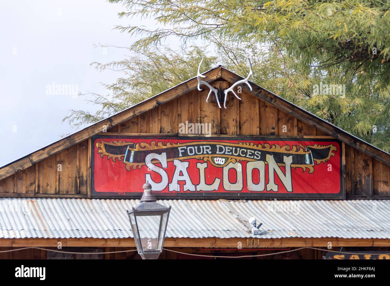 The main sign for the Four Duces Saloon, Tombstone, Arizona, USA Stock ...