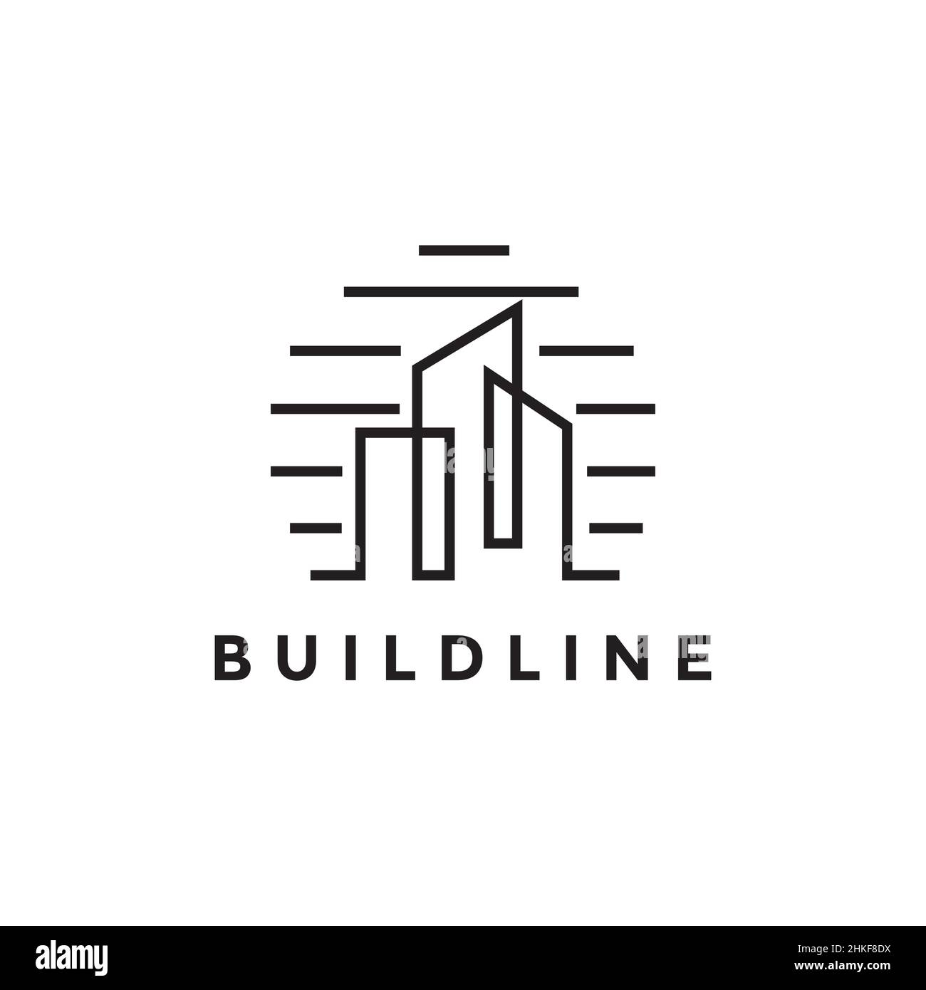 continuous line building town logo design, vector graphic symbol icon ...