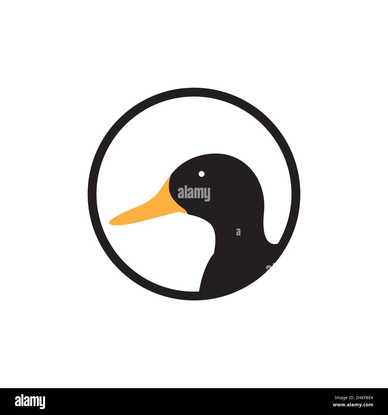 circle with black duck shape logo design, vector graphic symbol icon ...