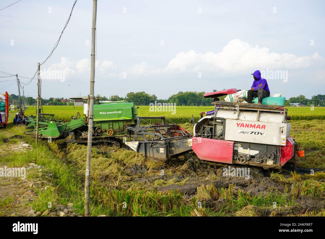 Pati, Indonesia - January, 2022 : Automatic rice harvester machine is ...