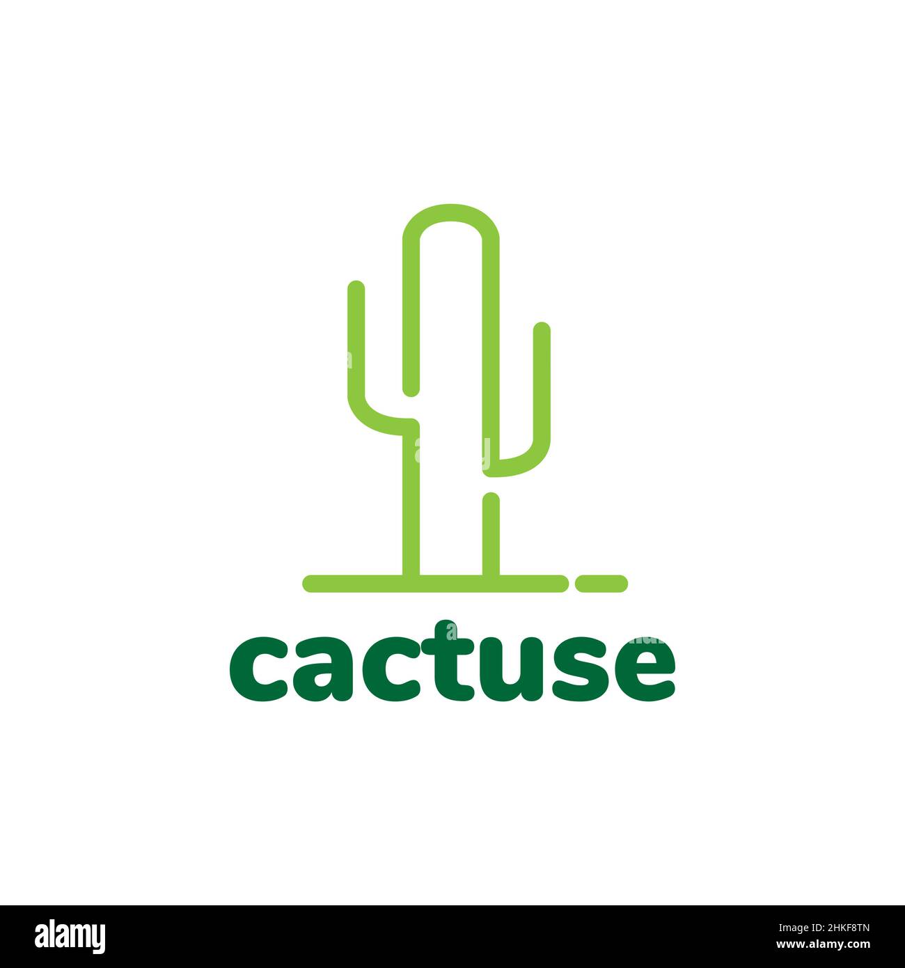 modern line green cactus plant logo design, vector graphic symbol icon ...