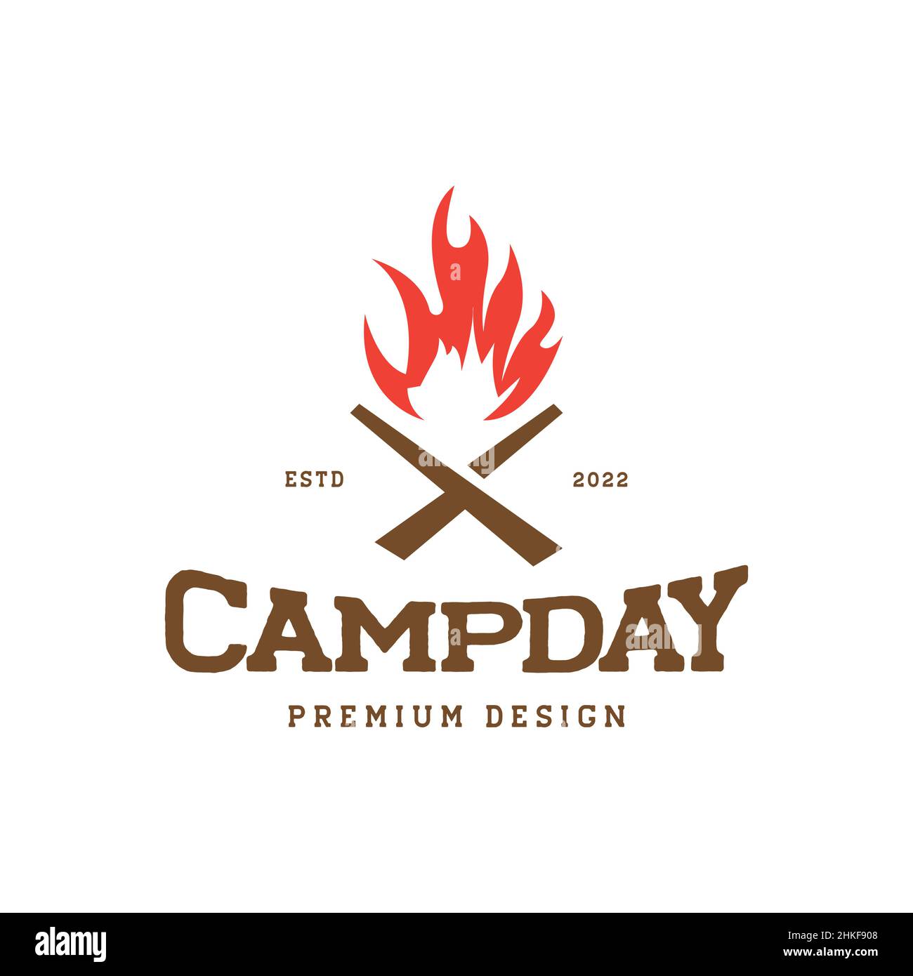 cross logs fire flame logo design, vector graphic symbol icon ...