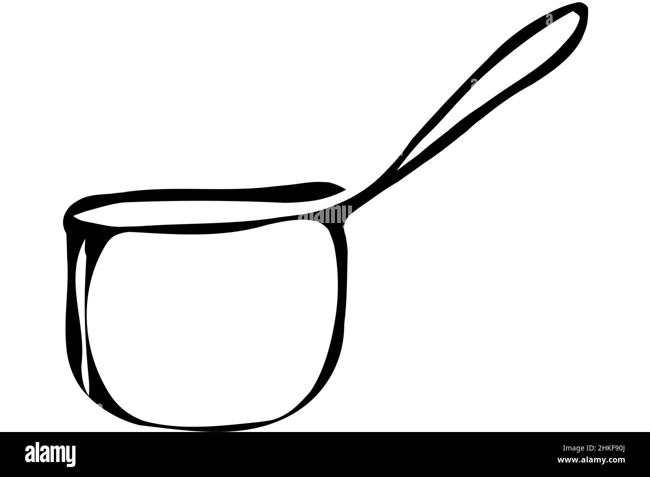 black and white vector sketch tableware metal ladle Stock Photo - Alamy