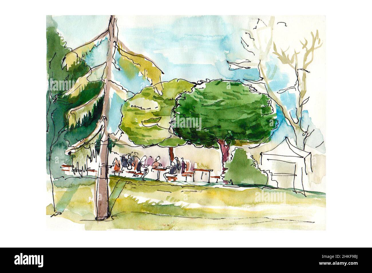 Watercolor camp nature landscape hi-res stock photography and images ...