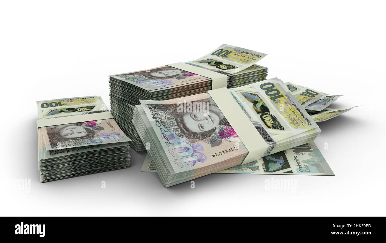3D Stack of 100 Eastern Caribbean dollar notes Stock Photo - Alamy
