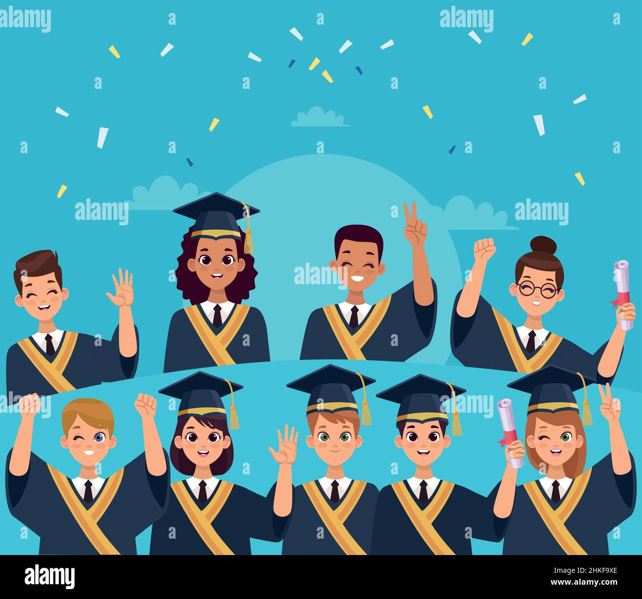 Teenagers students celebrate Stock Vector Images - Alamy