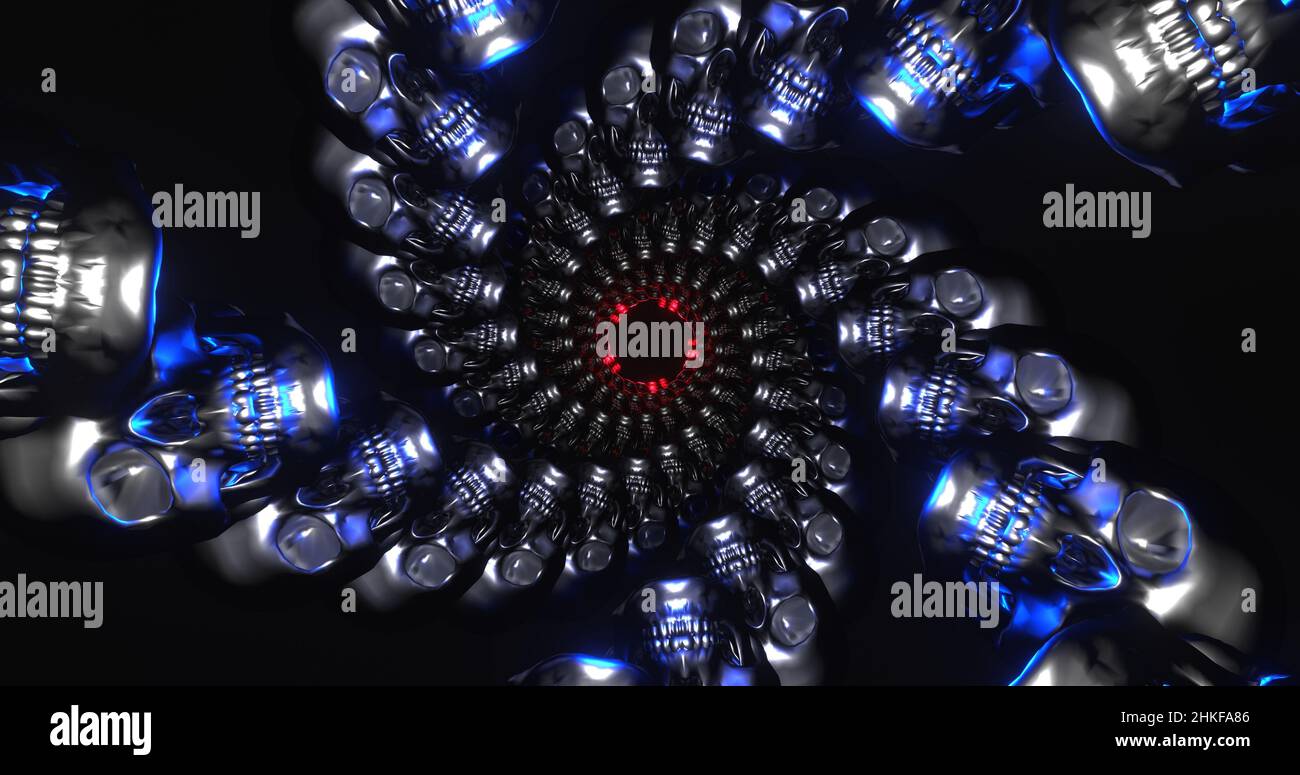 3d render Abstract art of surreal halloween composition with metal ...