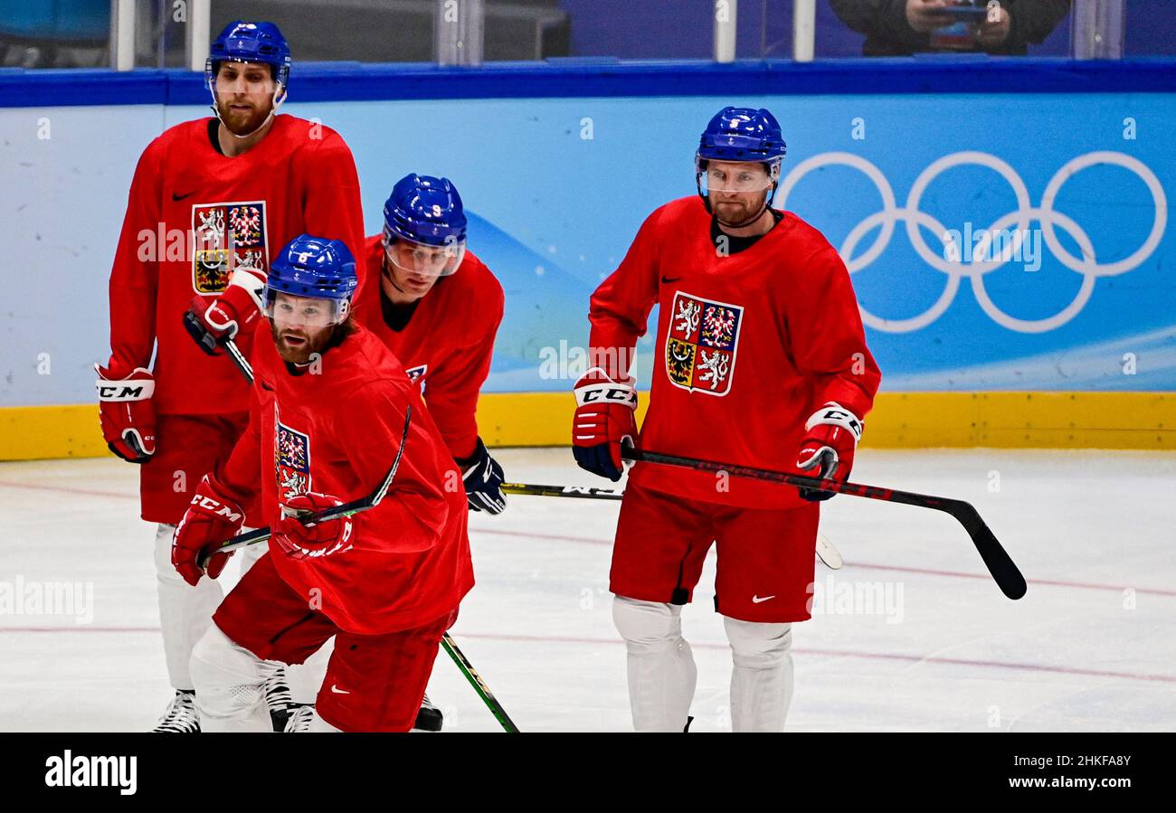 Beijing, China. 04th Feb, 2022. From left Czech ice-hockey players ...