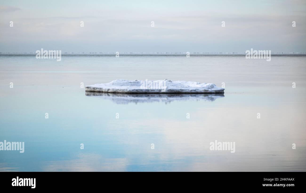 white pieces of ice floating in the sea, winter landscape from the sea ...