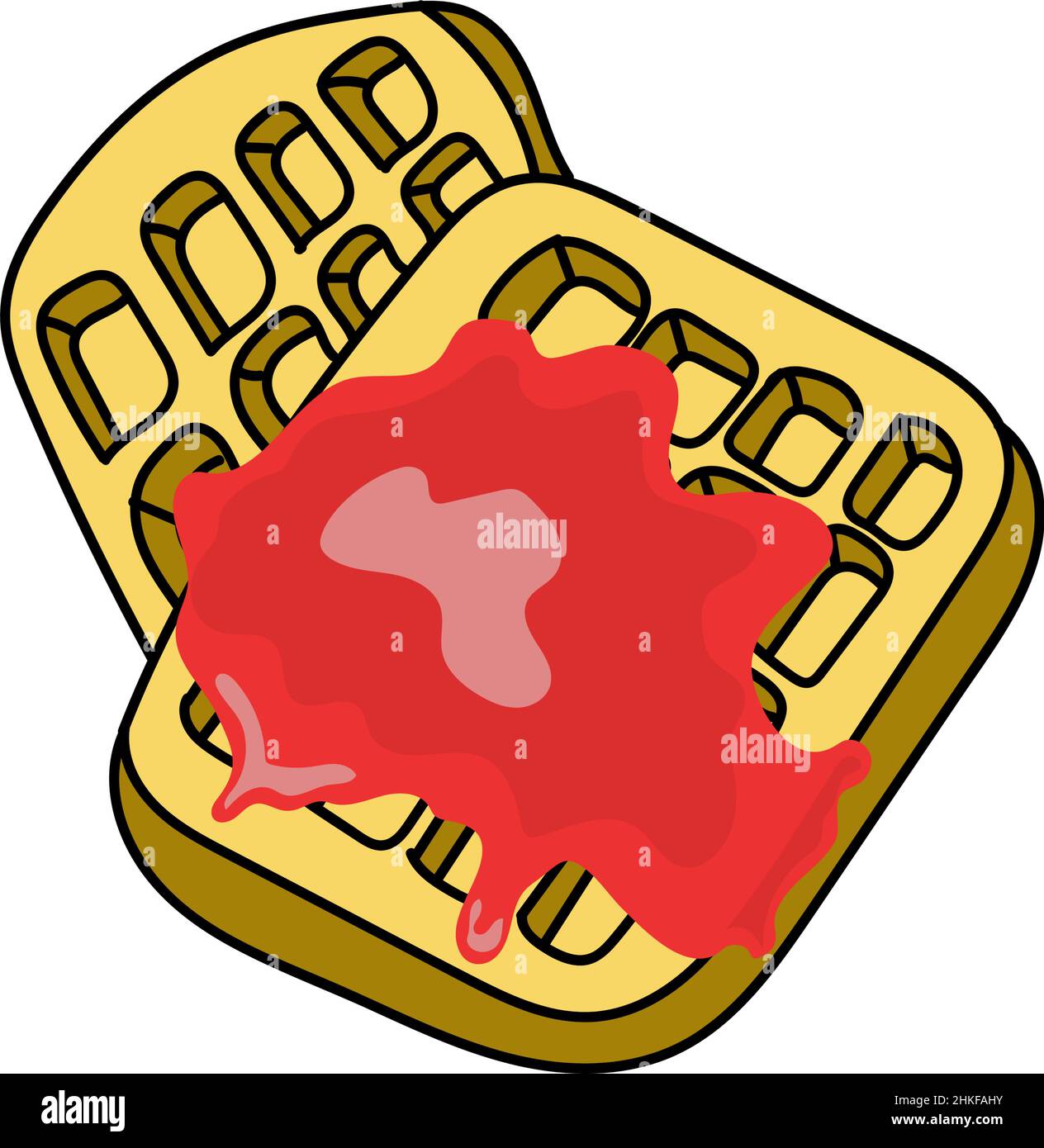 Viennese waffles, hand-drawn doodle-style elements. Breakfast. Good ...