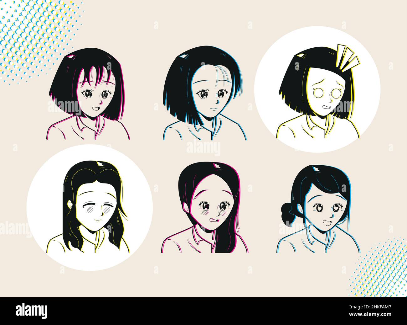 anime women set Stock Vector Image & Art - Alamy