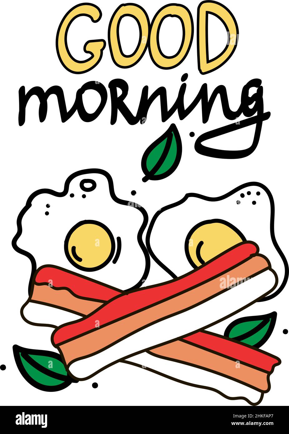 Morning meal, hand-drawn doodle-style elements. Breakfast. Good Morning ...