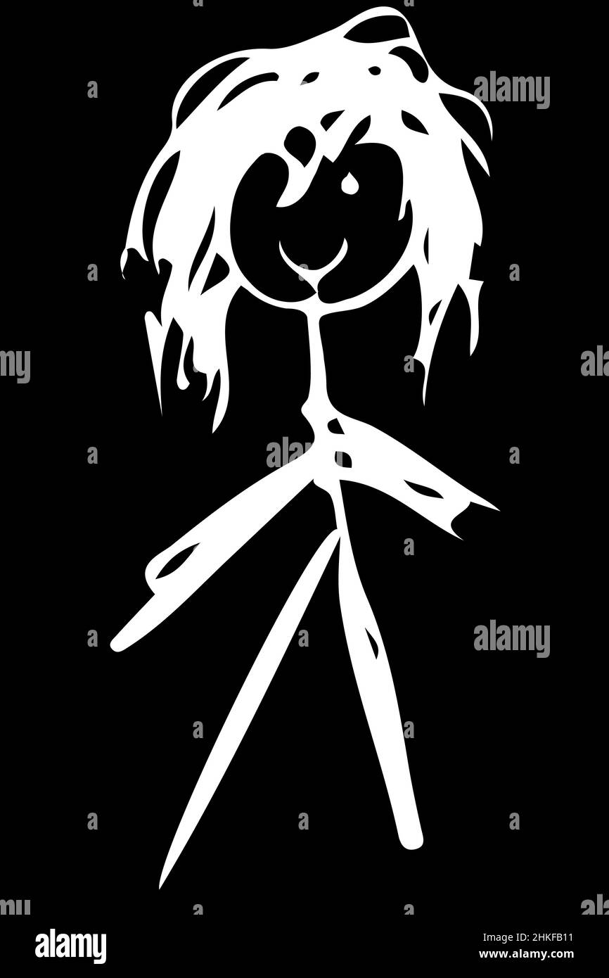 black and white vector sketch doodles as a cheerful man Stock Photo - Alamy