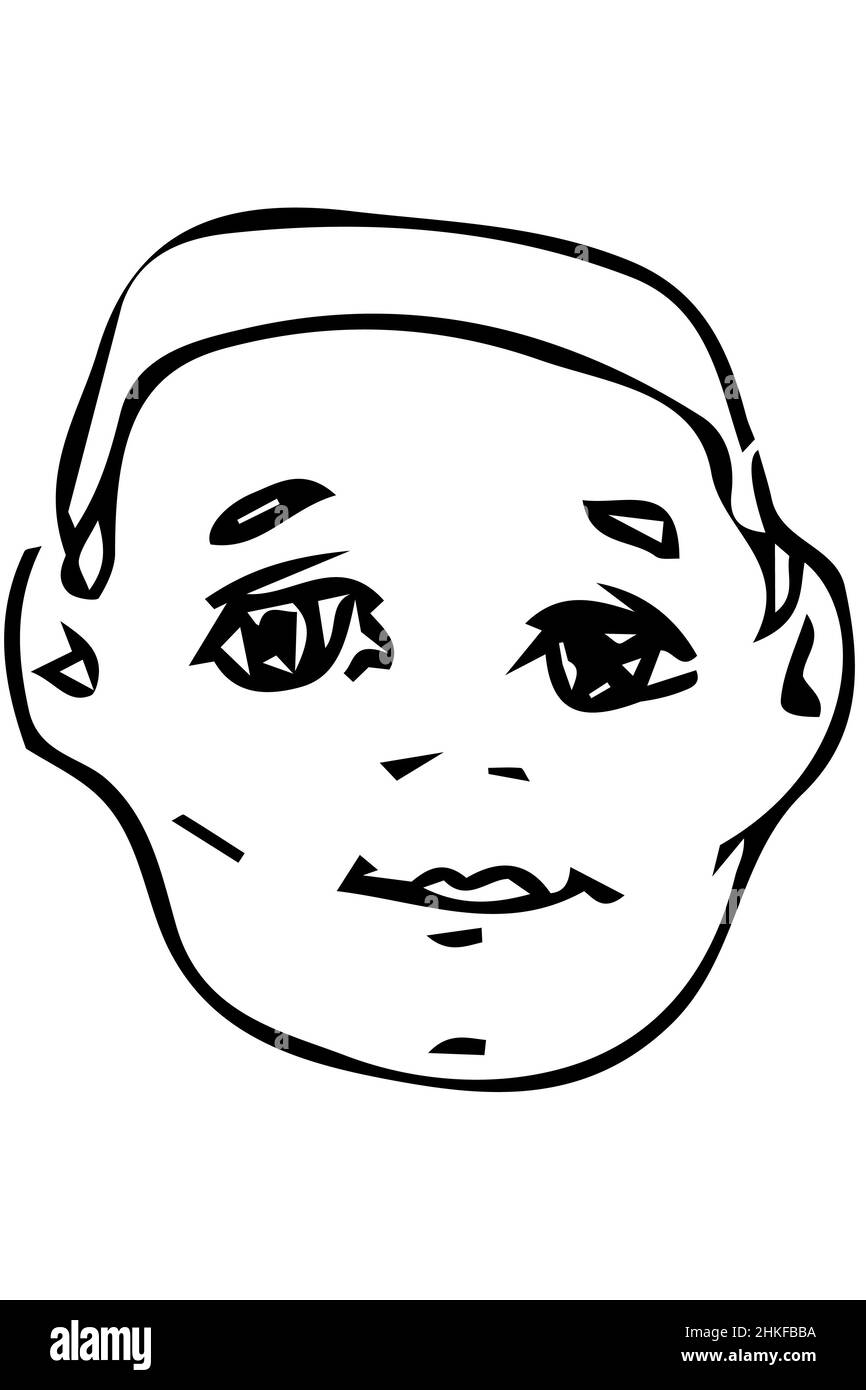 black and white vector sketch of the face of a handsome young man Stock ...