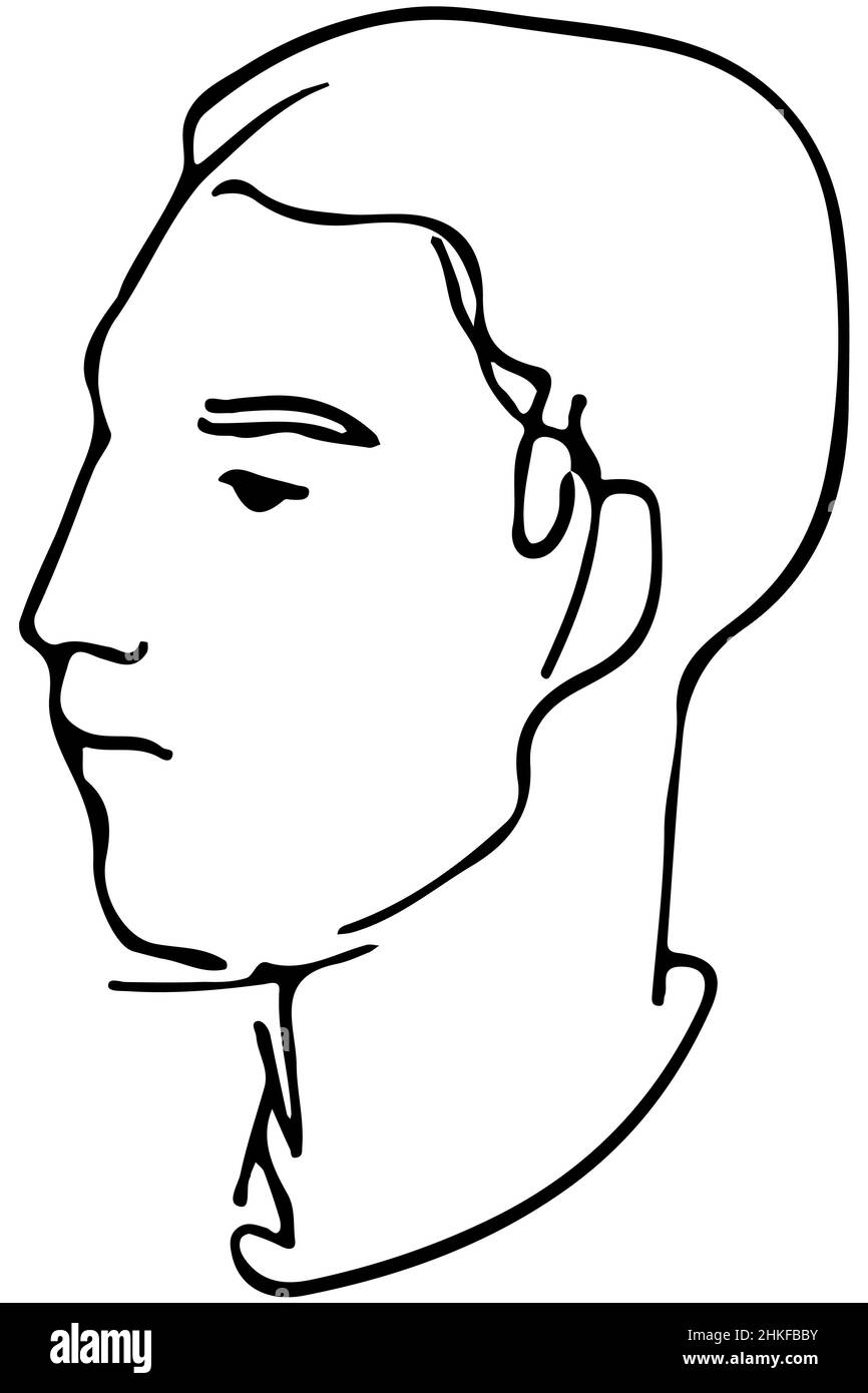 black and white vector sketch of the face of a handsome young man Stock ...