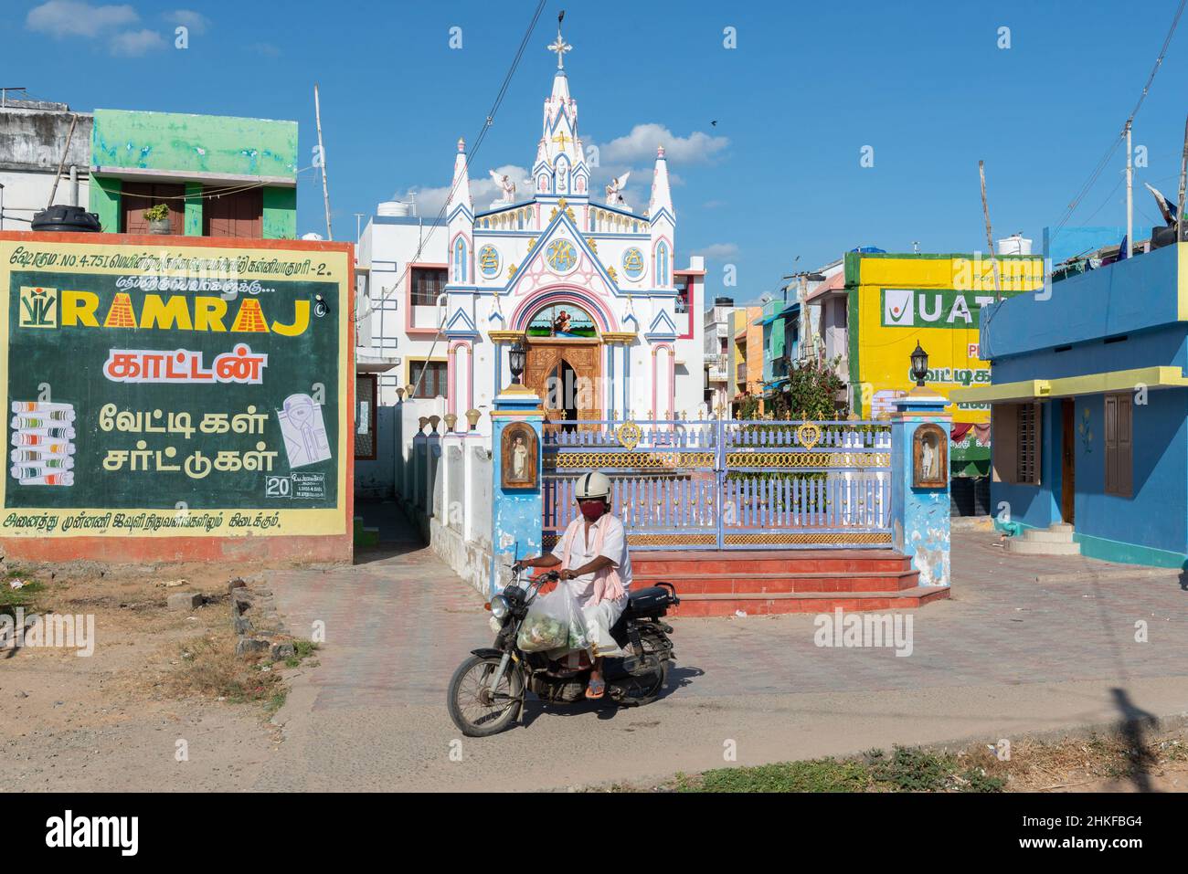 Kanniyakumari, India - January 2022: The fishermen village by the sea ...
