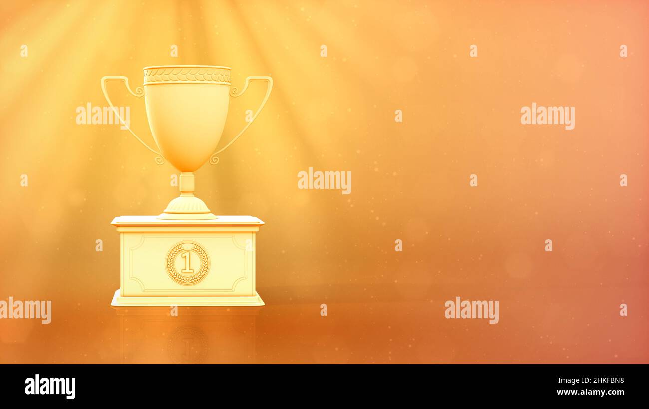 orange trophy bowl on pedestal - contest sign - object 3D illustration ...