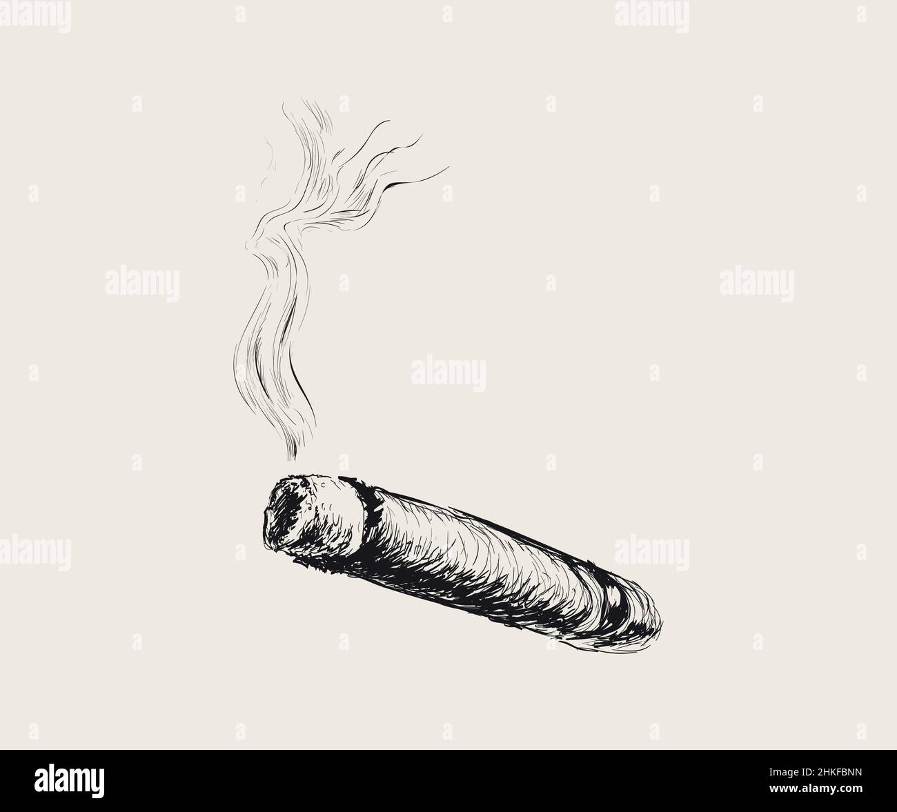 Smoking Cigar Hand Drawn Sketch Vector illustration Stock Vector Image ...