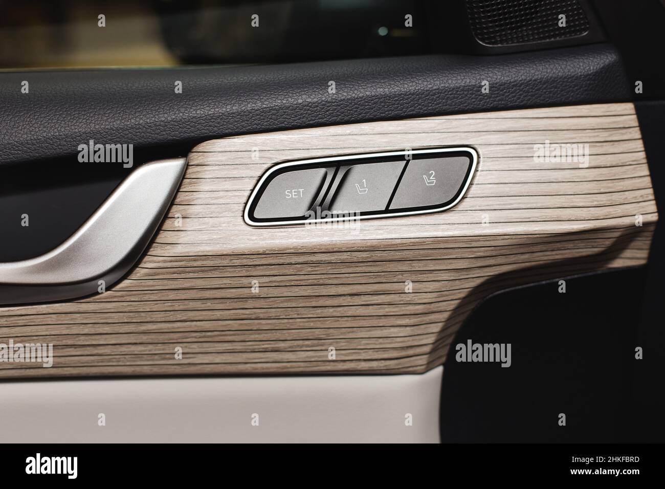 Car interior detail. Closeup of controls on the door Stock Photo - Alamy
