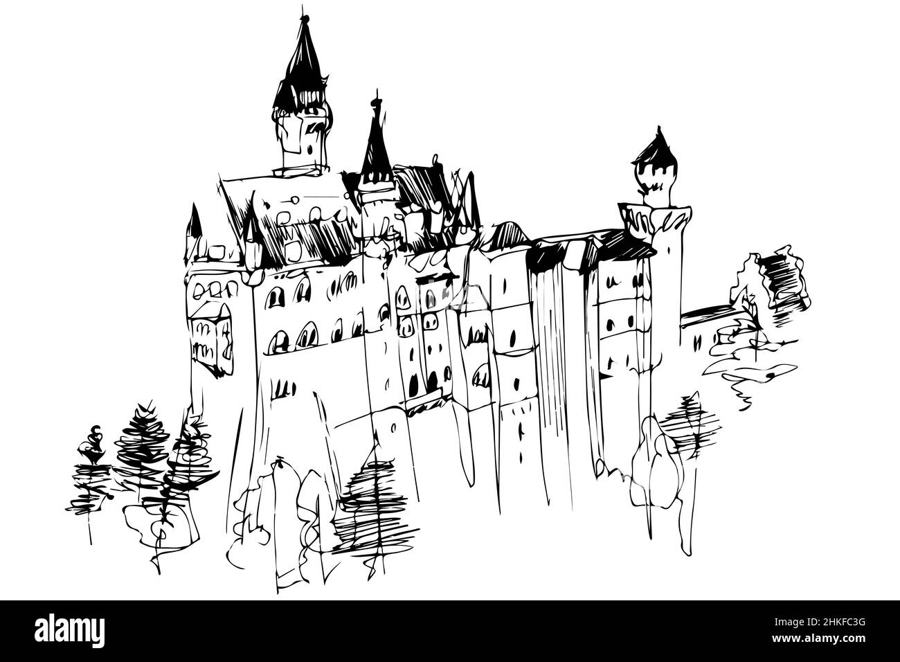 Historical view castle towers Cut Out Stock Images & Pictures - Alamy