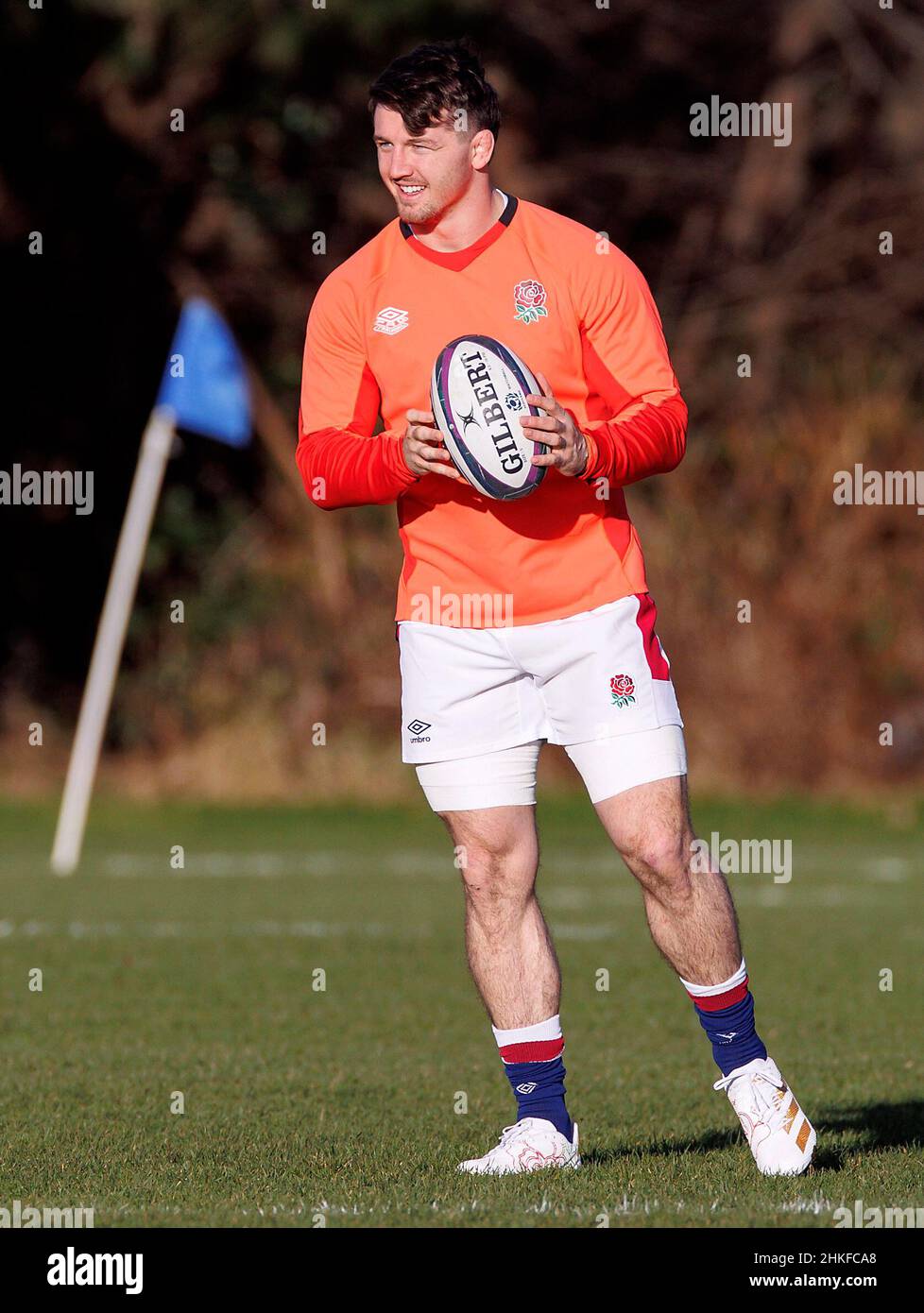 England's Tom Curry during a training session at Peffermill Fields ...