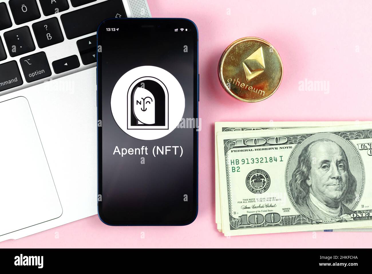 Kharkov, Ukraine - January 31, 2022: ApeNFT coin symbol. Trade with ...