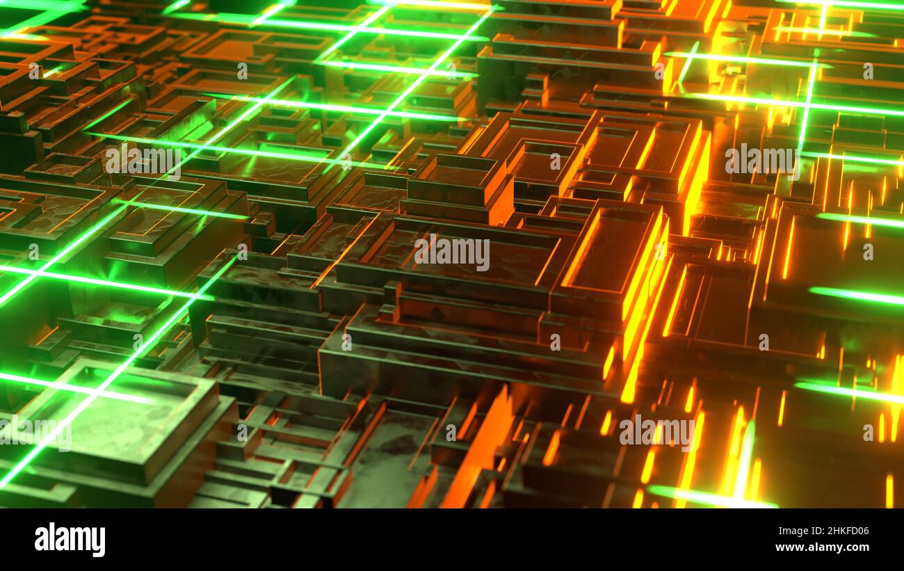 3d Render Computer processor chip on a circuit board with microchips ...