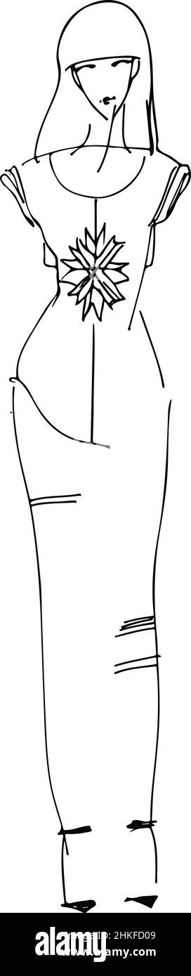 Vector illustration of a beautiful slim girl in an elegant dress Stock ...