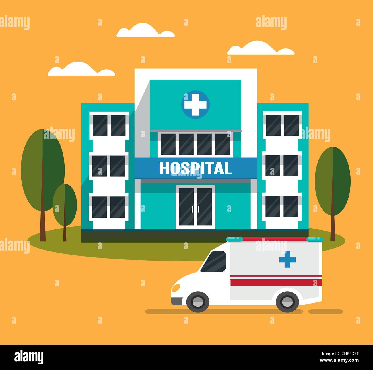 Hospital building and ambulance car Stock Vector Image & Art - Alamy