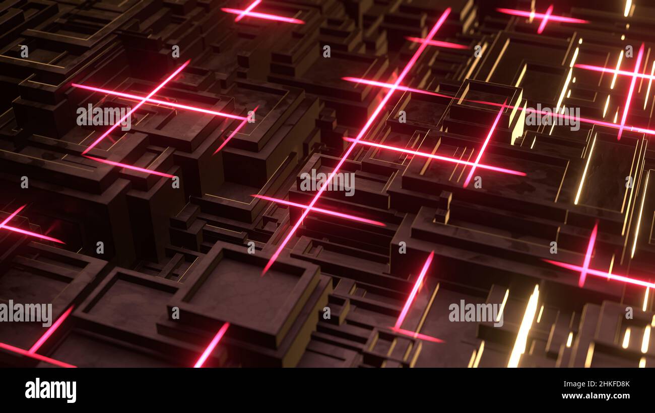 3d Render Computer processor chip on a circuit board with microchips ...