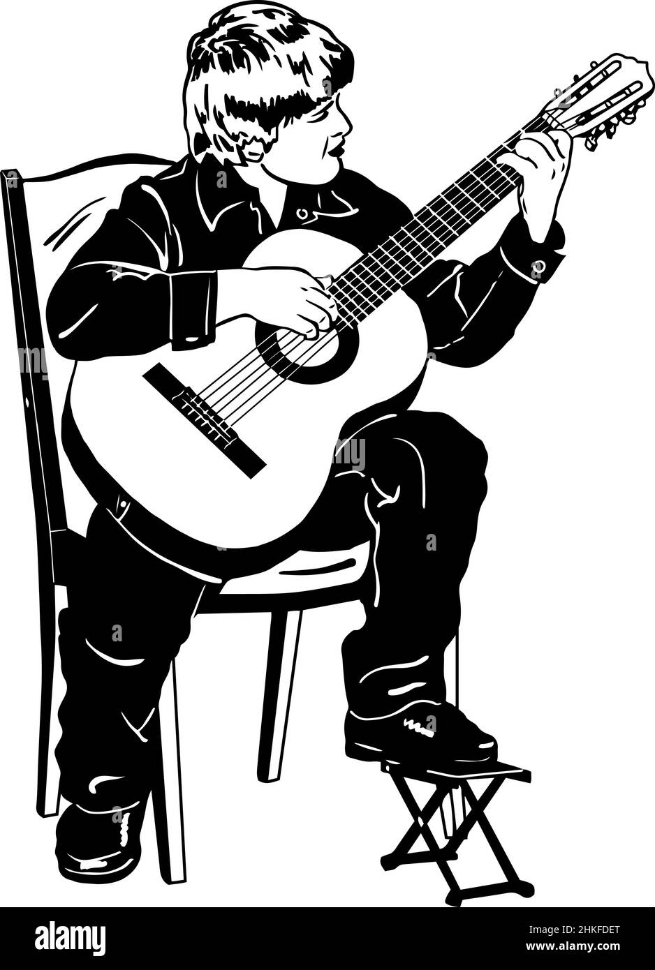 Boy Playing Guitar Sketch