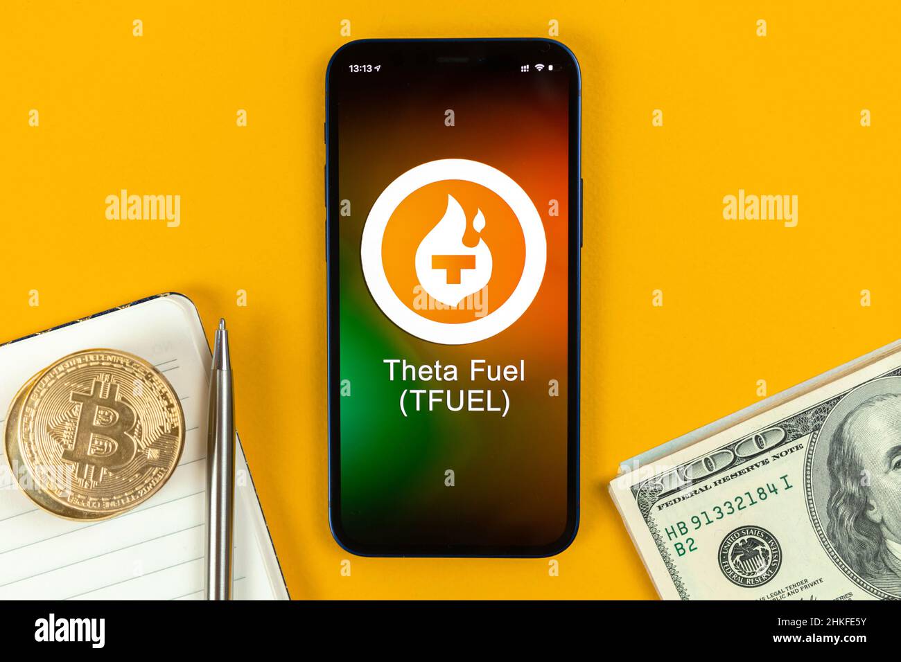 Kharkov, Ukraine - January 31, 2022: Theta Fuel coin symbol. Trade with ...