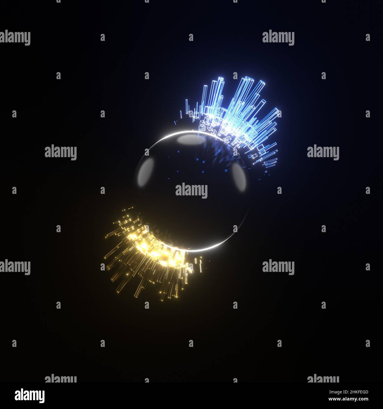 Abstract Hi-tech Futuristic Disco ball. Modern cyber techno disco ball ...