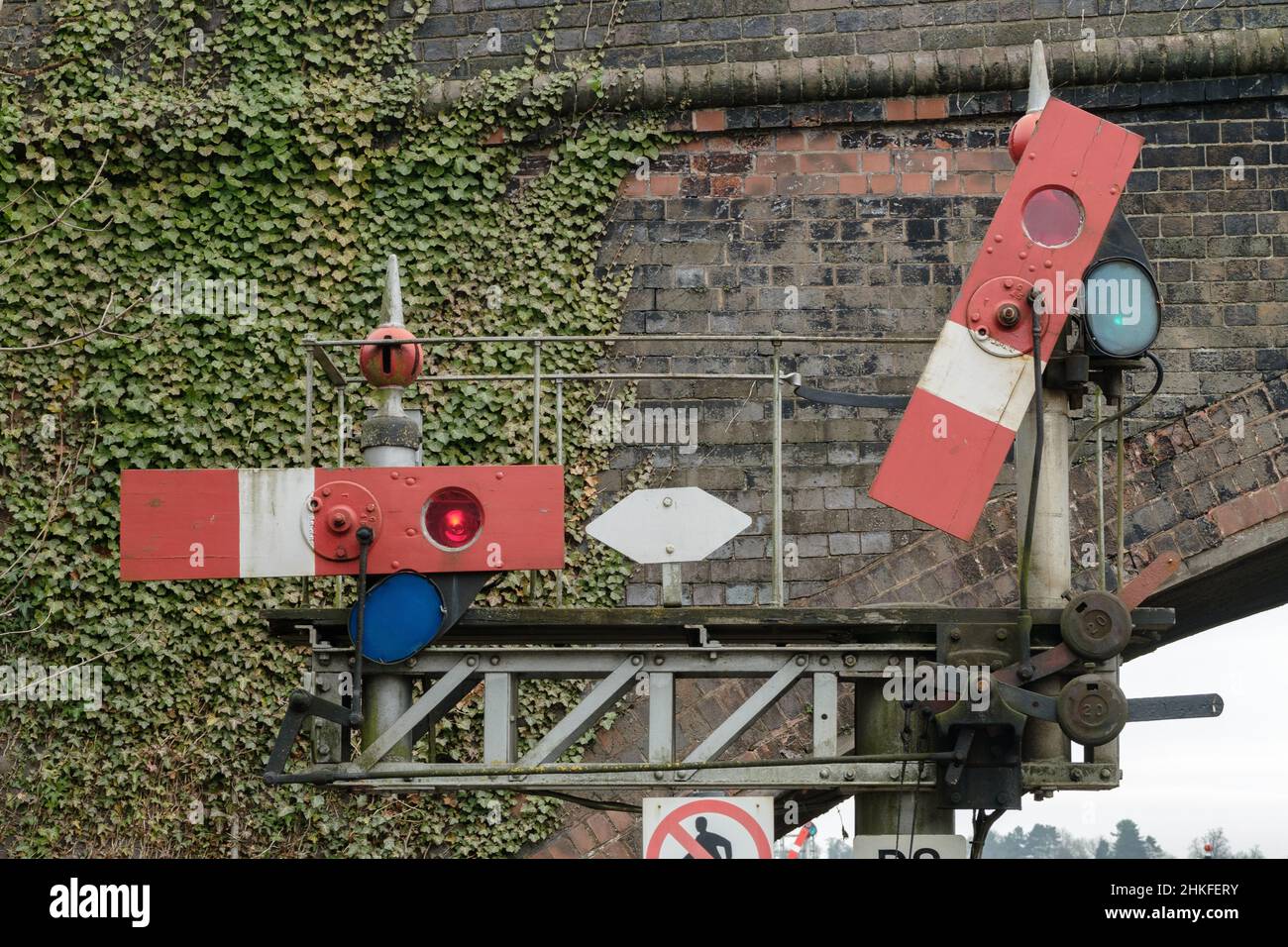 Lower quadrant railway semaphore junction signal with a clear ...