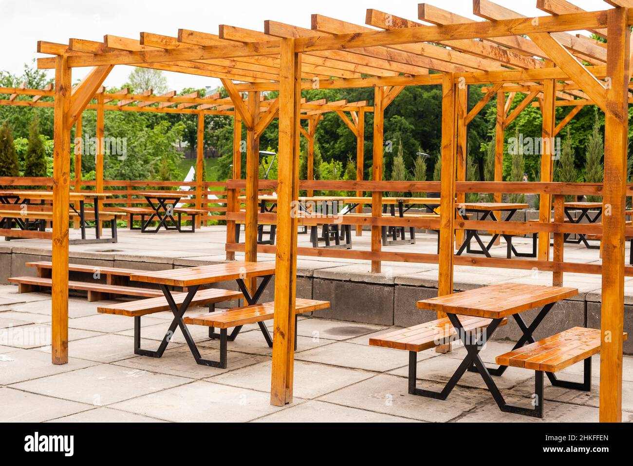 Covered seating area. Gazebo, pergola in parks and gardens - relax and ...
