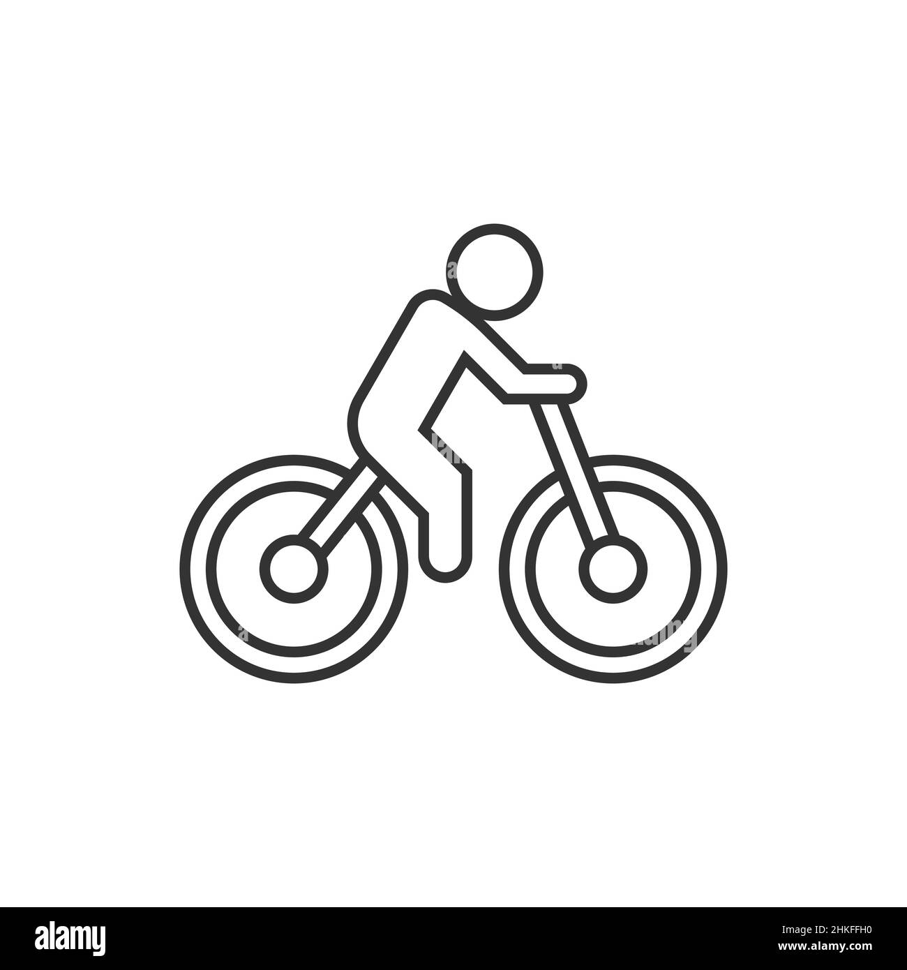 Bicycle icon in flat style. Bike with people vector illustration on ...